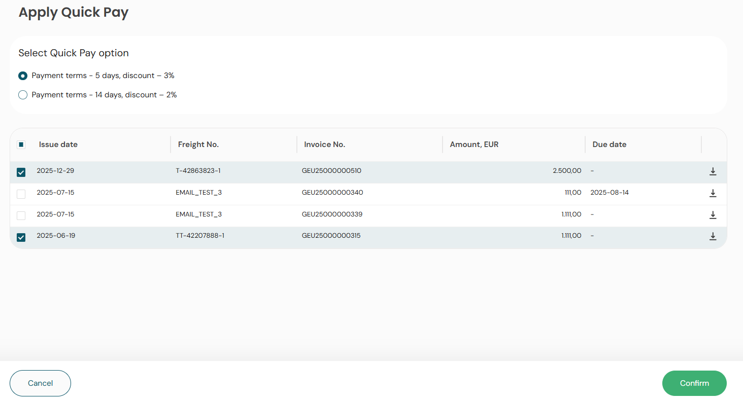 Quick Pay: Early Payment Option for Freight Invoices – Girteka